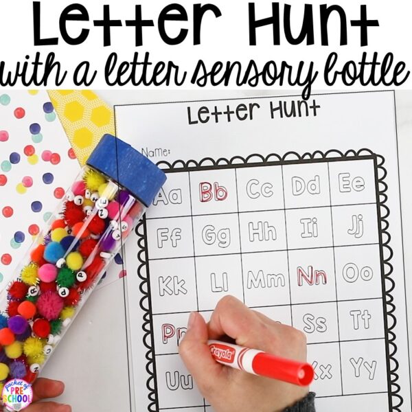 Letter Hunts & Letter Sensory Bottles - Pocket of Preschool
