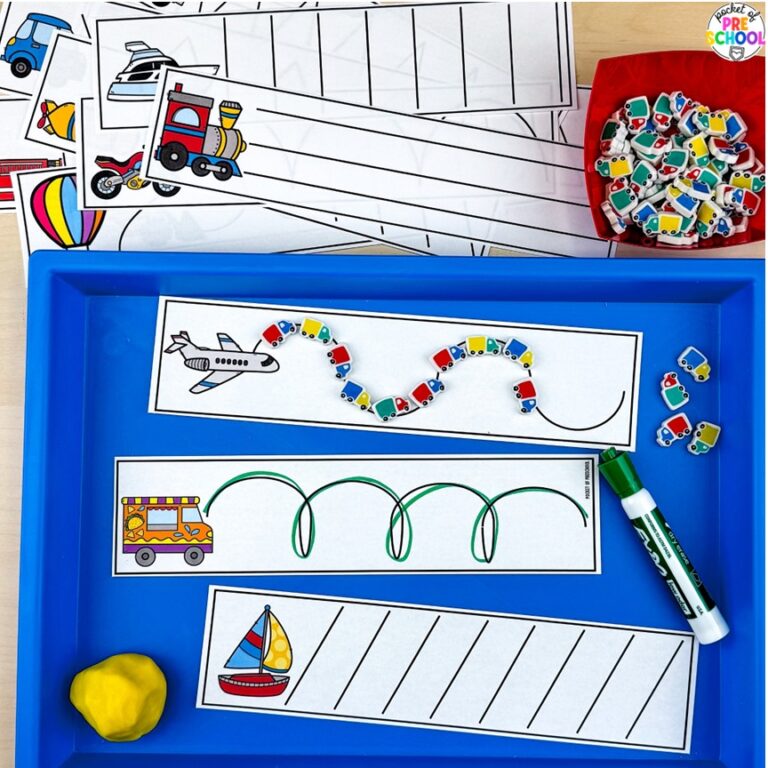 Transportation Math and Literacy Centers for Preschool, Pre-K, and ...
