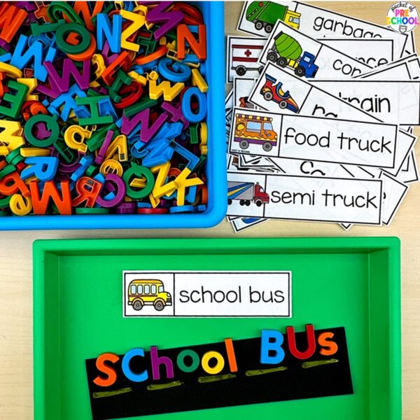 Transportation Math and Literacy Centers for Preschool, Pre-K, and ...