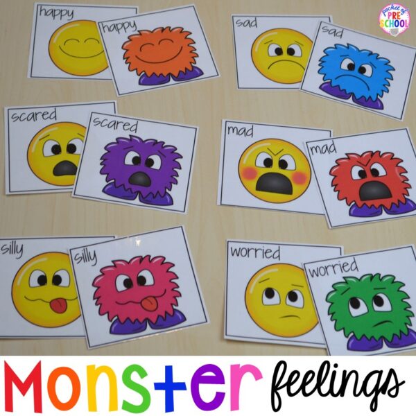 FREE Monster Feelings Cards & Games for preschool pre-k & kindergarten
