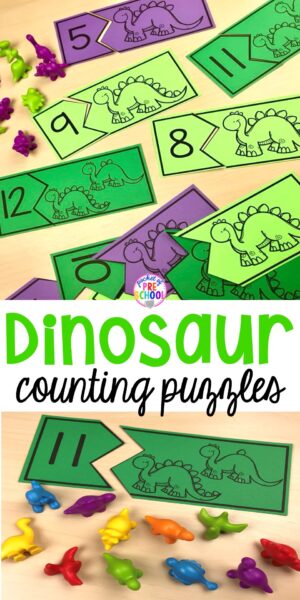 Dinosaur Counting Puzzles for preschool, pre-k, and kindergarten