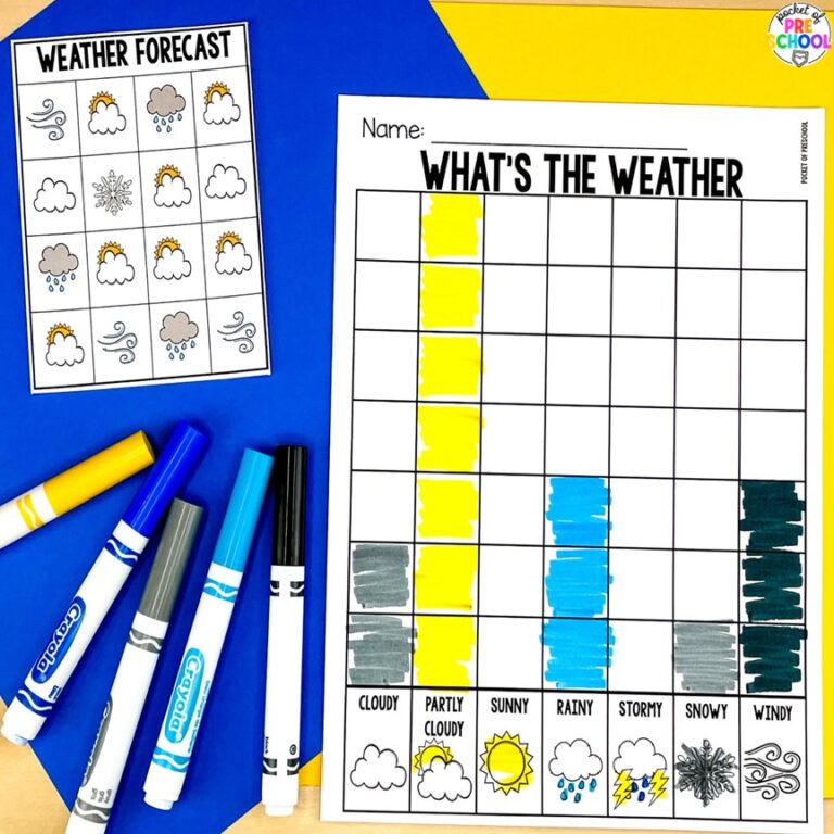 Weather Math and Literacy Centers for Preschool, Pre-K, and ...
