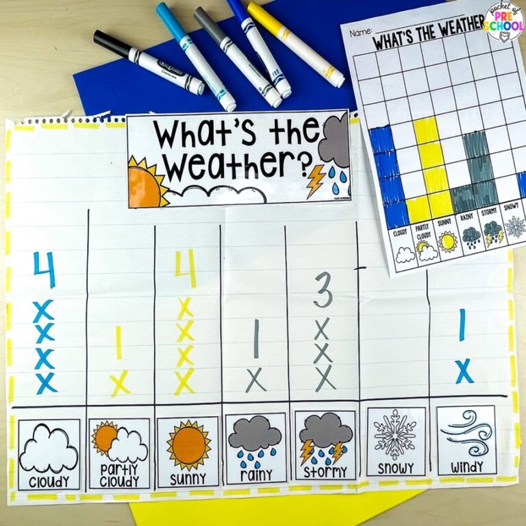Weather Math and Literacy Centers for Preschool, Pre-K, and ...
