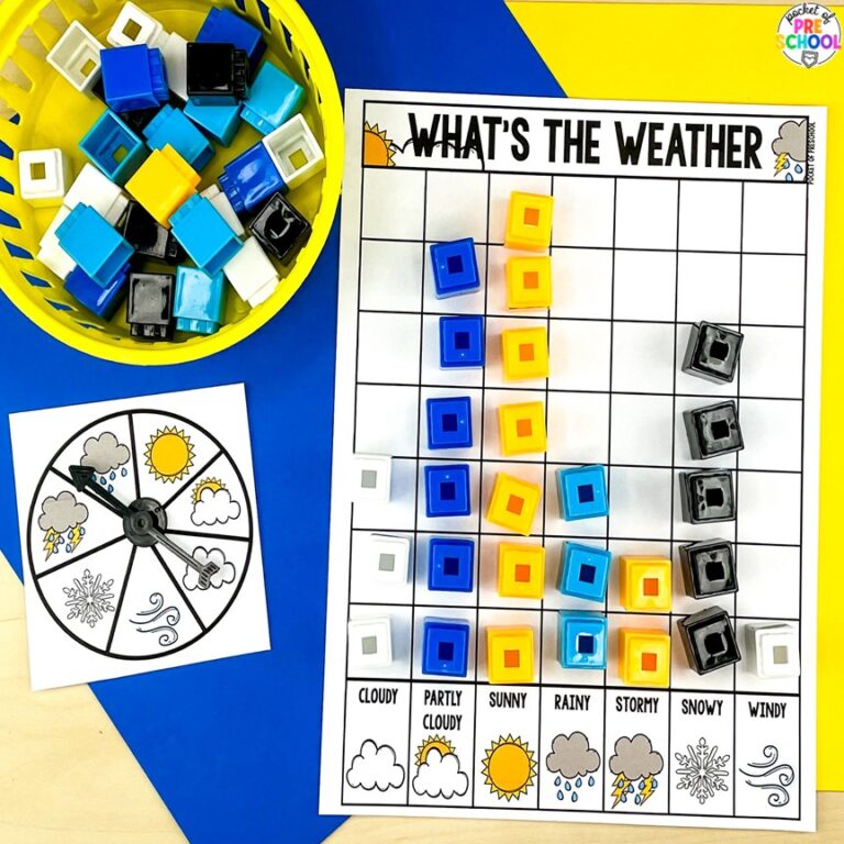 Weather Math and Literacy Centers for Preschool, Pre-K, and ...