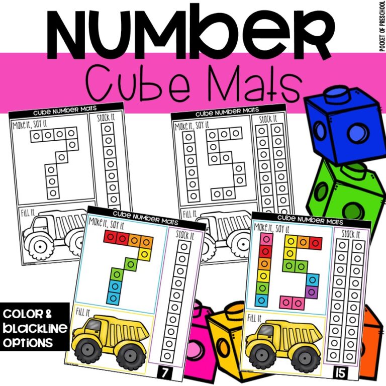 Connecting Cubes Number Mats - Fine Motor Fun! - Pocket of Preschool
