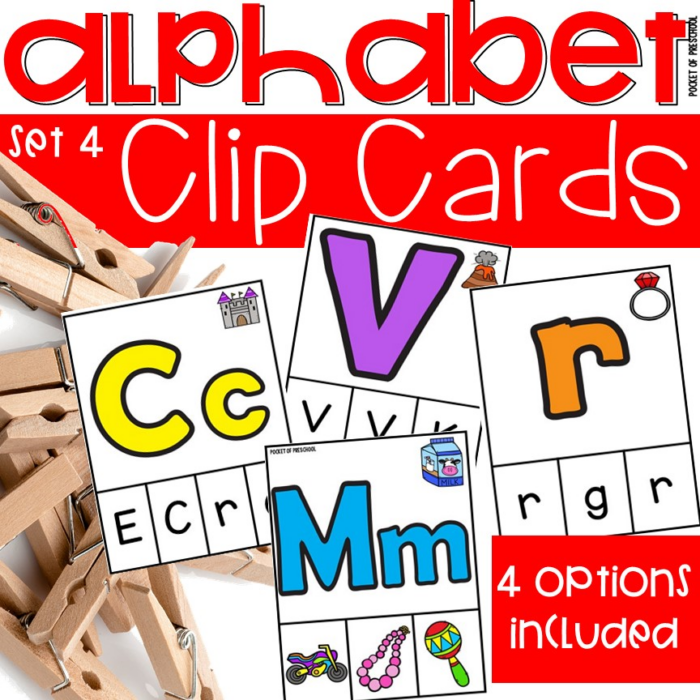 Alphabet Clip Cards Set 4 - Alphabet Activity for Preschool, Pre-K ...