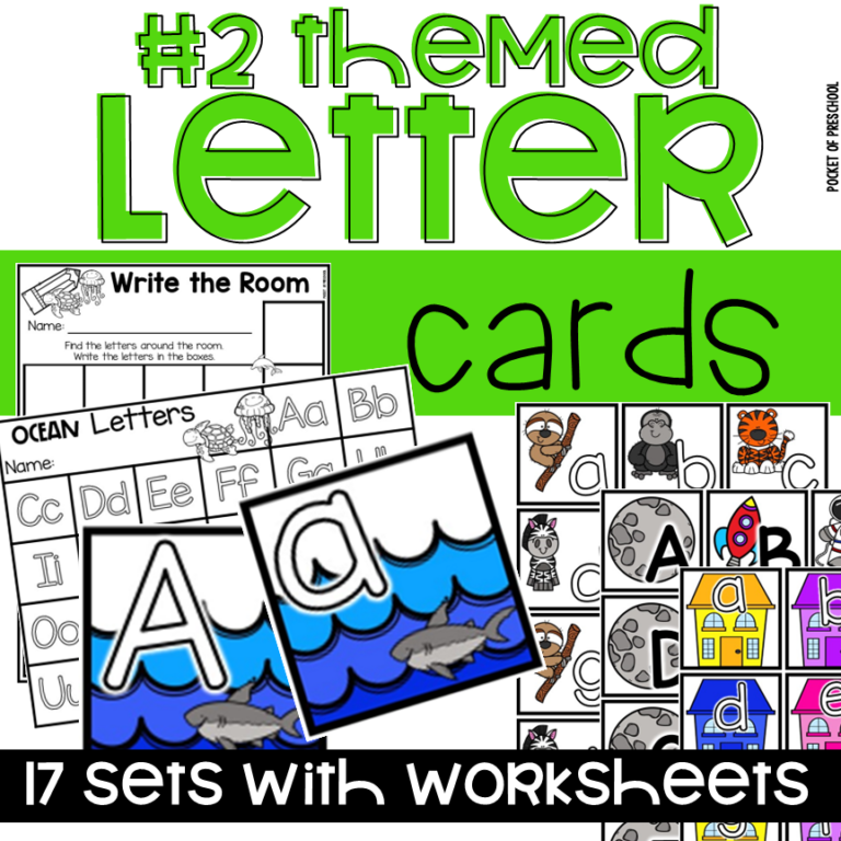 Alphabet Letter Cards Themes Set #2 & Worksheets for Preschool, Pre-K ...