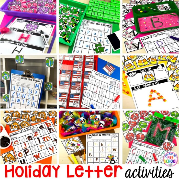 Holiday Alphabet Activities using Letter Cards - Pocket of Preschool
