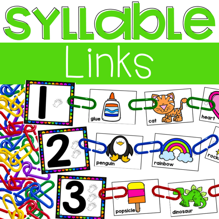 Syllables Chain Link Activity for Preschool, Pre-K, and Kindergarten ...