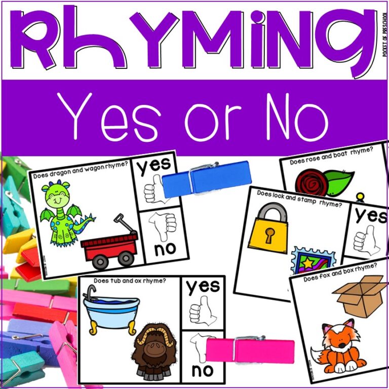 Rhyming Yes or No Activity for Preschool, Pre-K, and Kindergarten ...