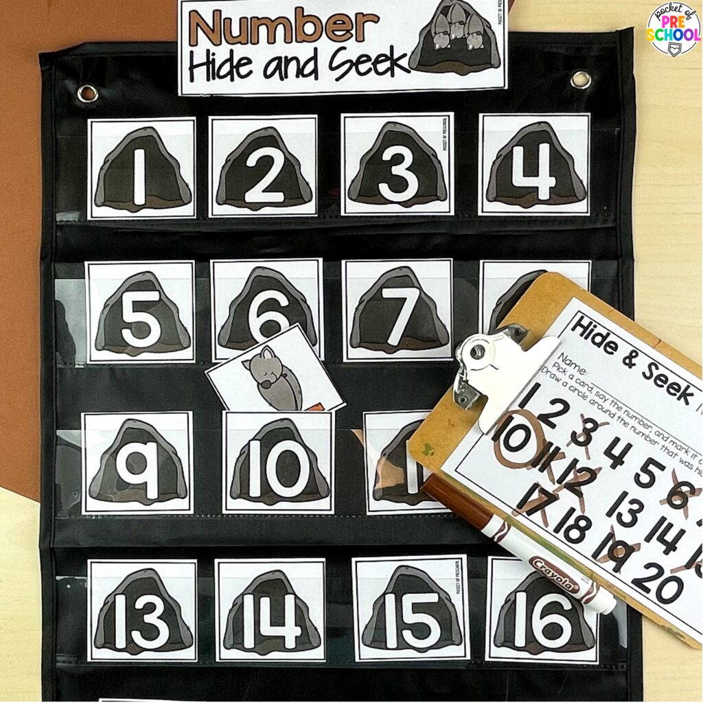 Hibernation Math and Literacy Centers Preview - Pocket of Preschool