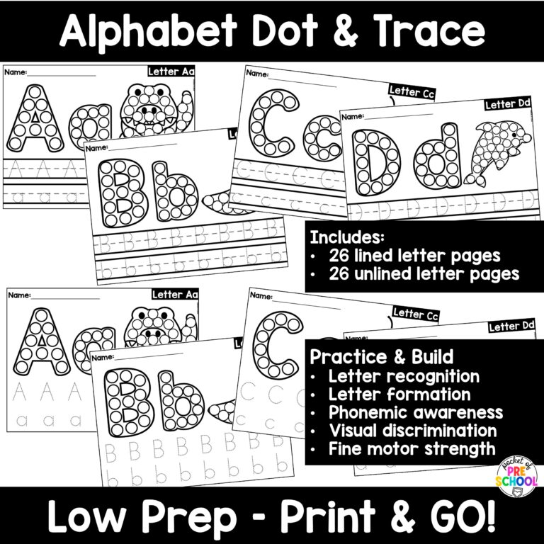 Alphabet Trace and Dot Worksheets - Letter Recognition & Tracing ...
