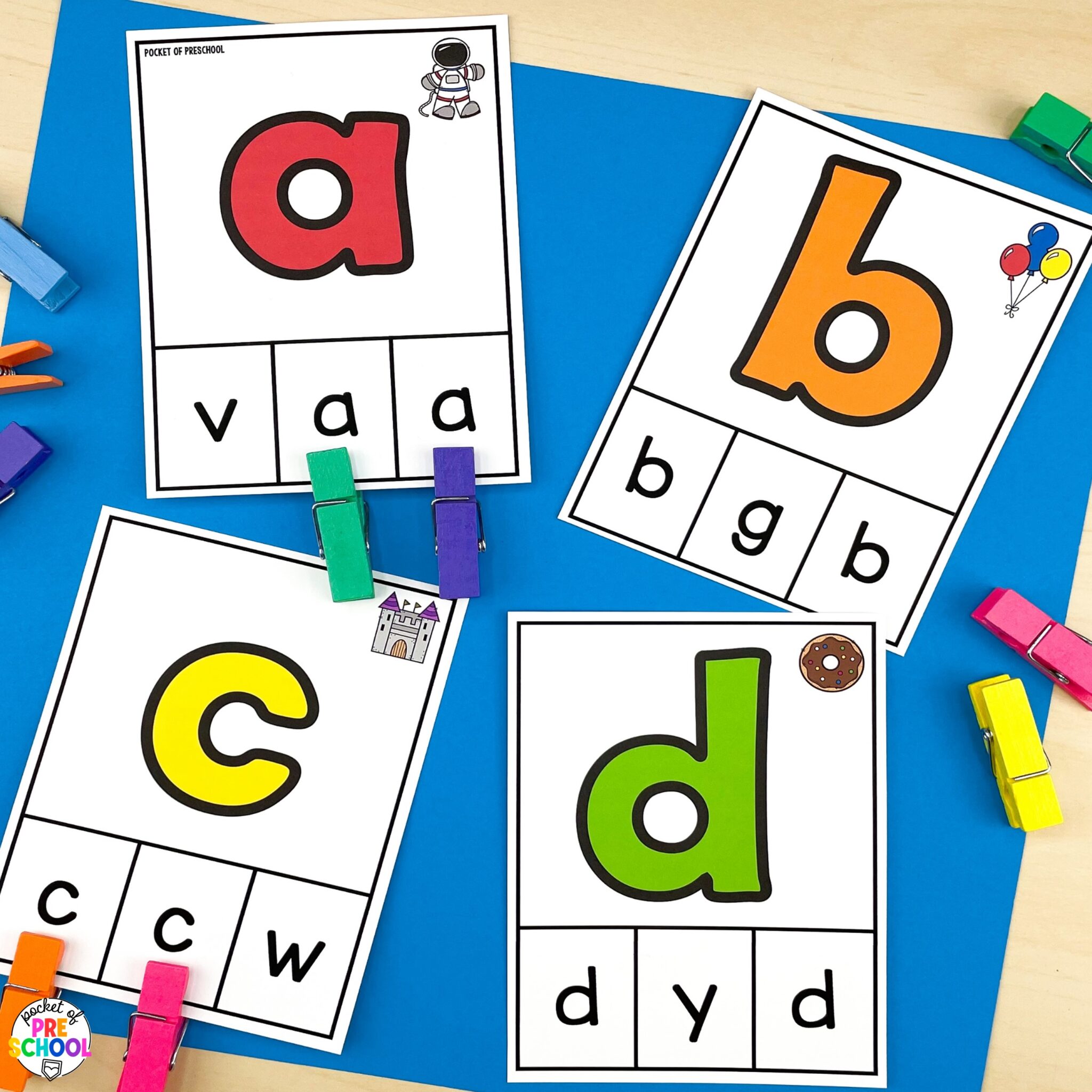 Alphabet Clip Cards Set 4 - Alphabet Activity for Preschool, Pre-K ...