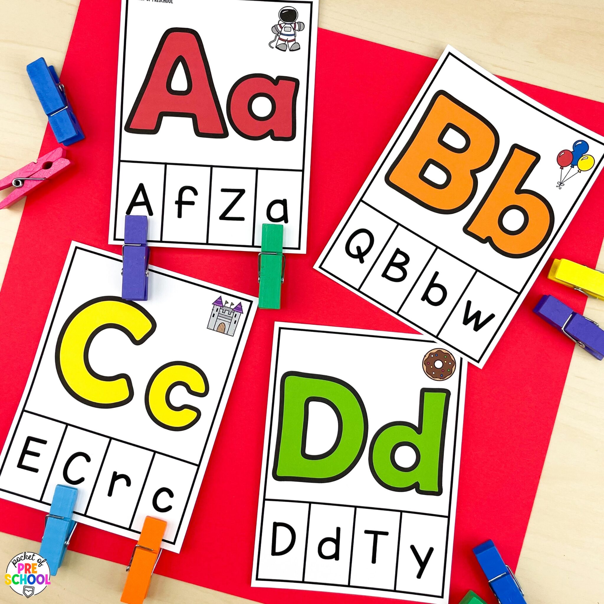 Alphabet Clip Cards Set 4 - Alphabet Activity for Preschool, Pre-K ...