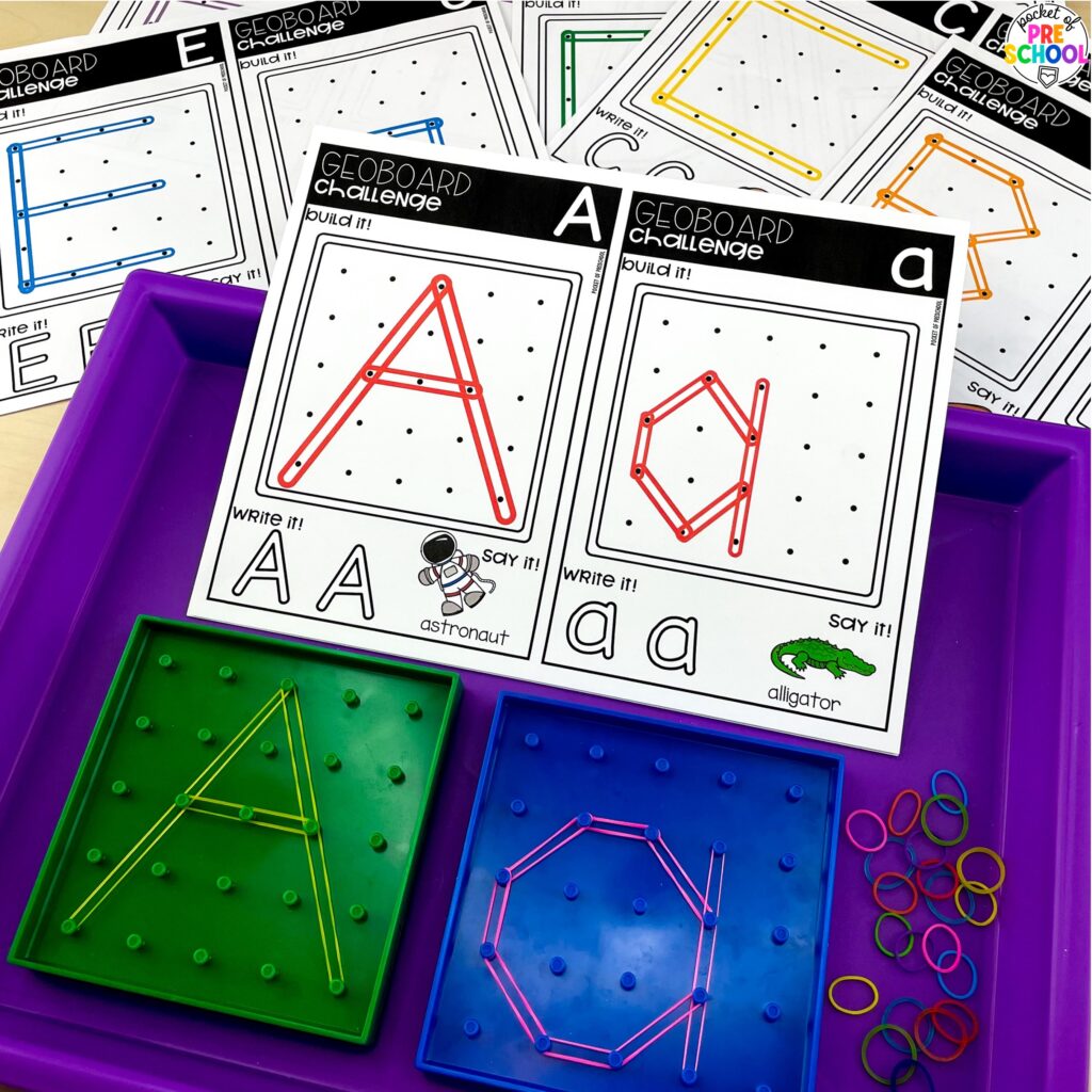 Geoboard Alphabet Letter Mats - Fine Motor Fun! - Pocket of Preschool