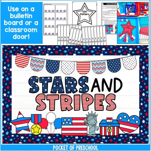 USA Patriotic Bulletin Board Kit & Math Craft Preschool Pre-K ...