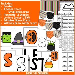 Halloween Bulletin Board Kit & Math Craft Preschool Pre-K Kindergarten ...