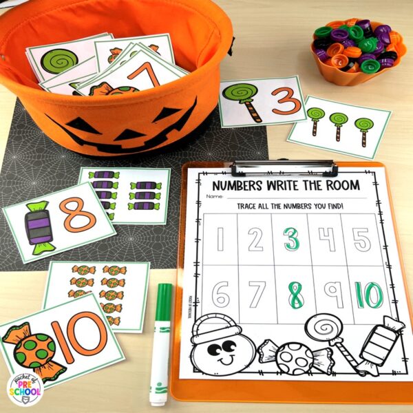 Halloween Math and Literacy Centers for Preschool, Pre-K, and ...