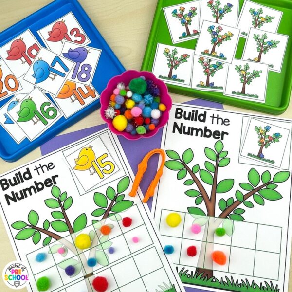 Spring Math and Literacy Centers for Preschool, Pre-K, and Kindergarten ...