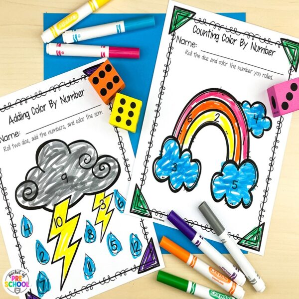 Spring Math and Literacy Centers for Preschool, Pre-K, and Kindergarten ...