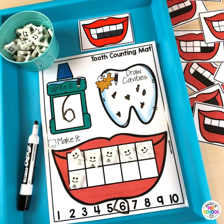 My Body and Teeth Math and Literacy Centers for Preschool, Pre-K, and ...