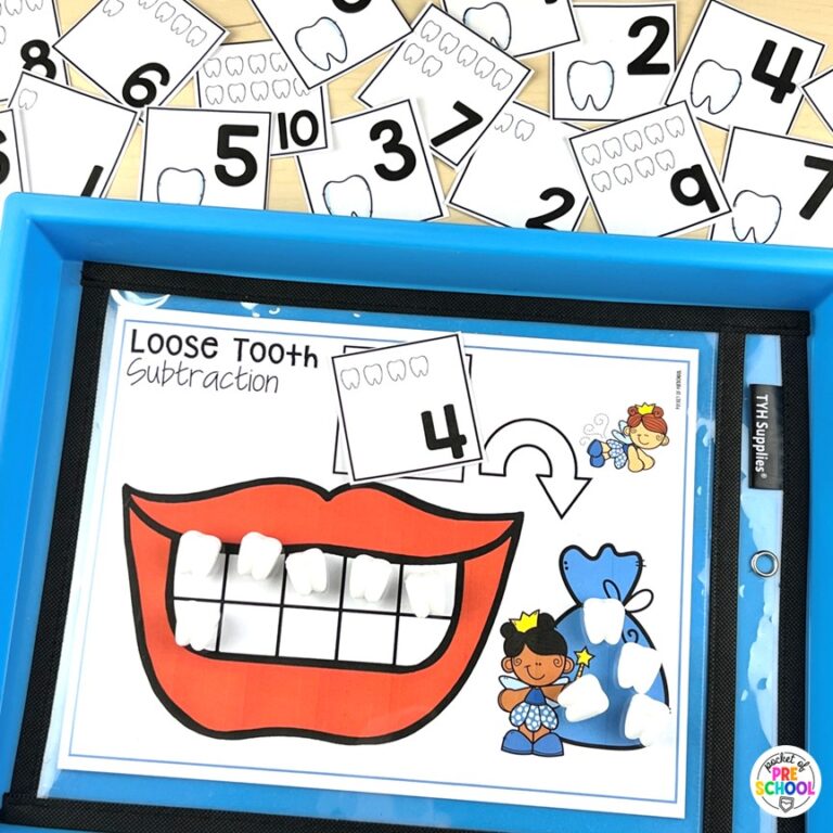 My Body and Teeth Math and Literacy Centers for Preschool, Pre-K, and ...